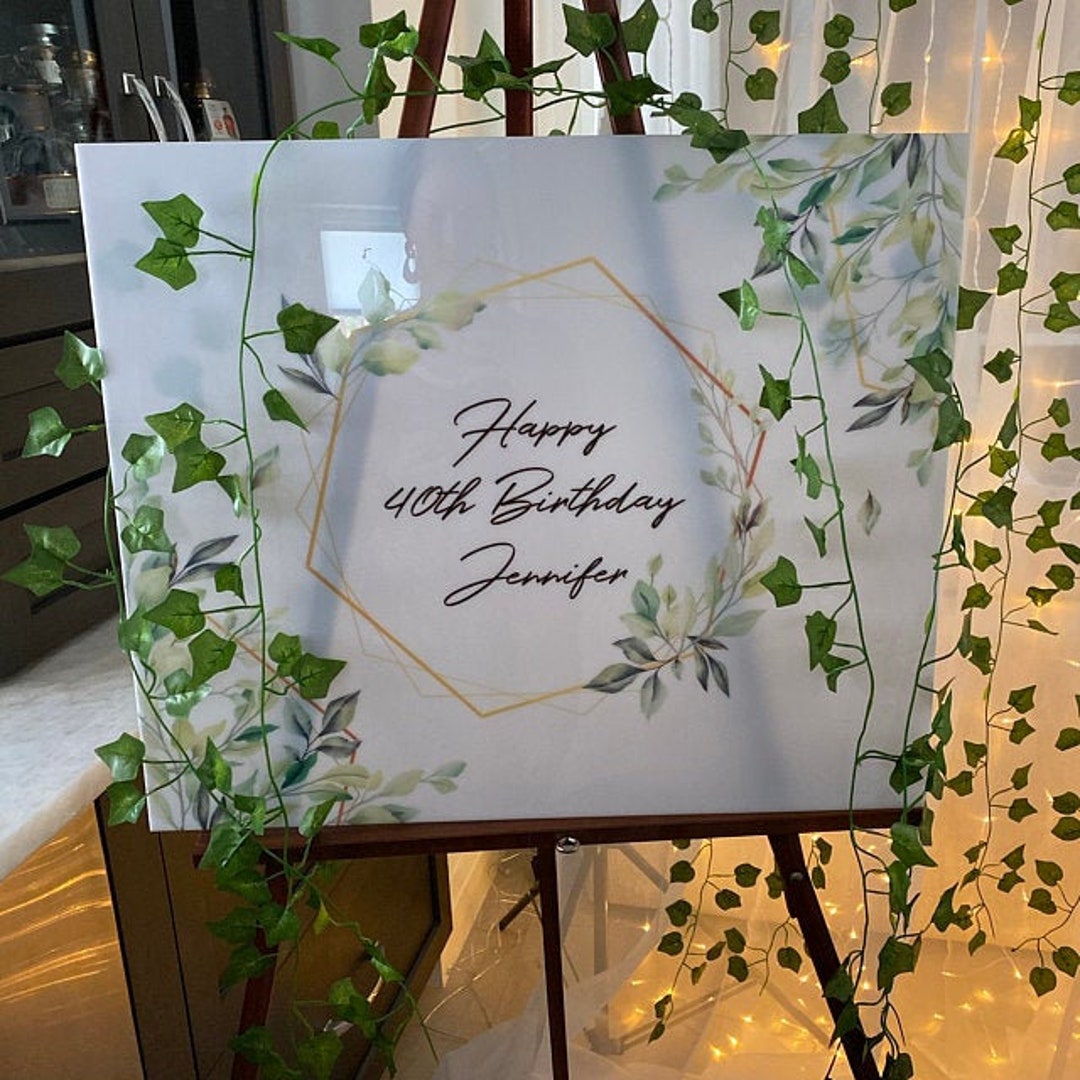 Clear Acrylic Welcome Sign Welcome Easel Sign Green Floral - Etsy