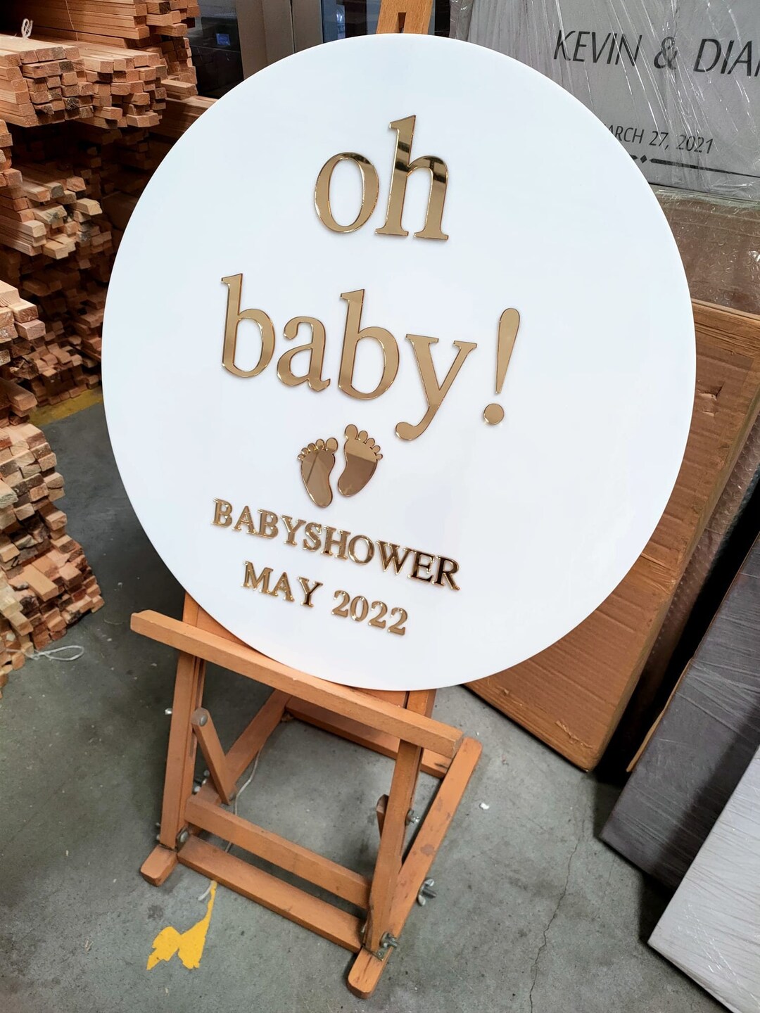Baby Shower Acrylic Sign / OH BABY / Round Acrylic Baby Shower Sign ...