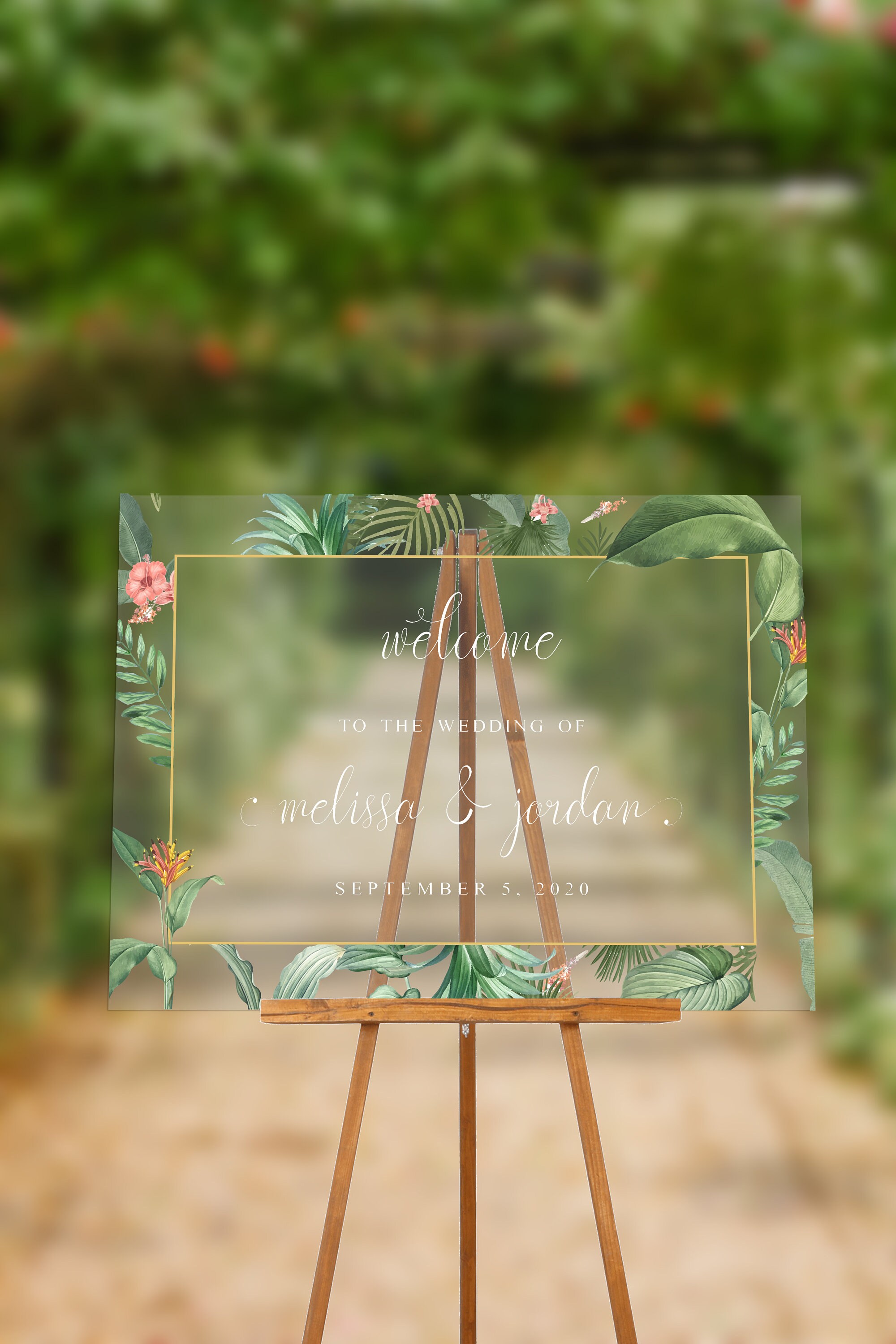 Tropical Flower Printed Acrylic Wedding Sign Floral Clear | Etsy