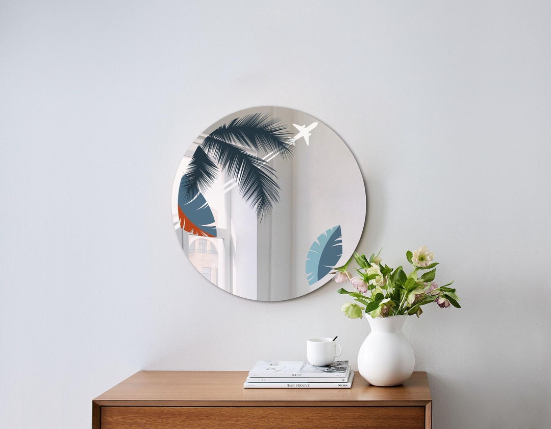 Wall Decor Mirror, Round Acrylic Mirror With Sky View - Circle Wall Art ...
