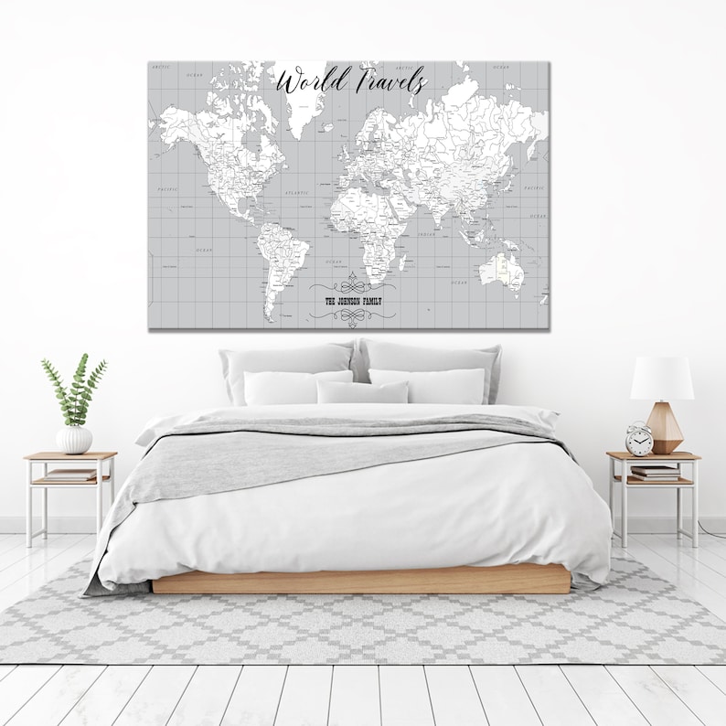 Push Pin World Map World Map Poster Canvas Travel Map - Etsy