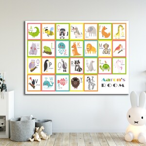 Kids Alphabet Letters With Pictures on Large Canvas Wall Art ...