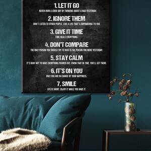 7 Rules of Life Inspirational Quote Canvas, Wall Art Office Decor ...