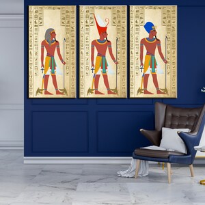 Ancient Egyptian Pharaoh Decor Canvas - Egypt Religion Gods Set Poster ...