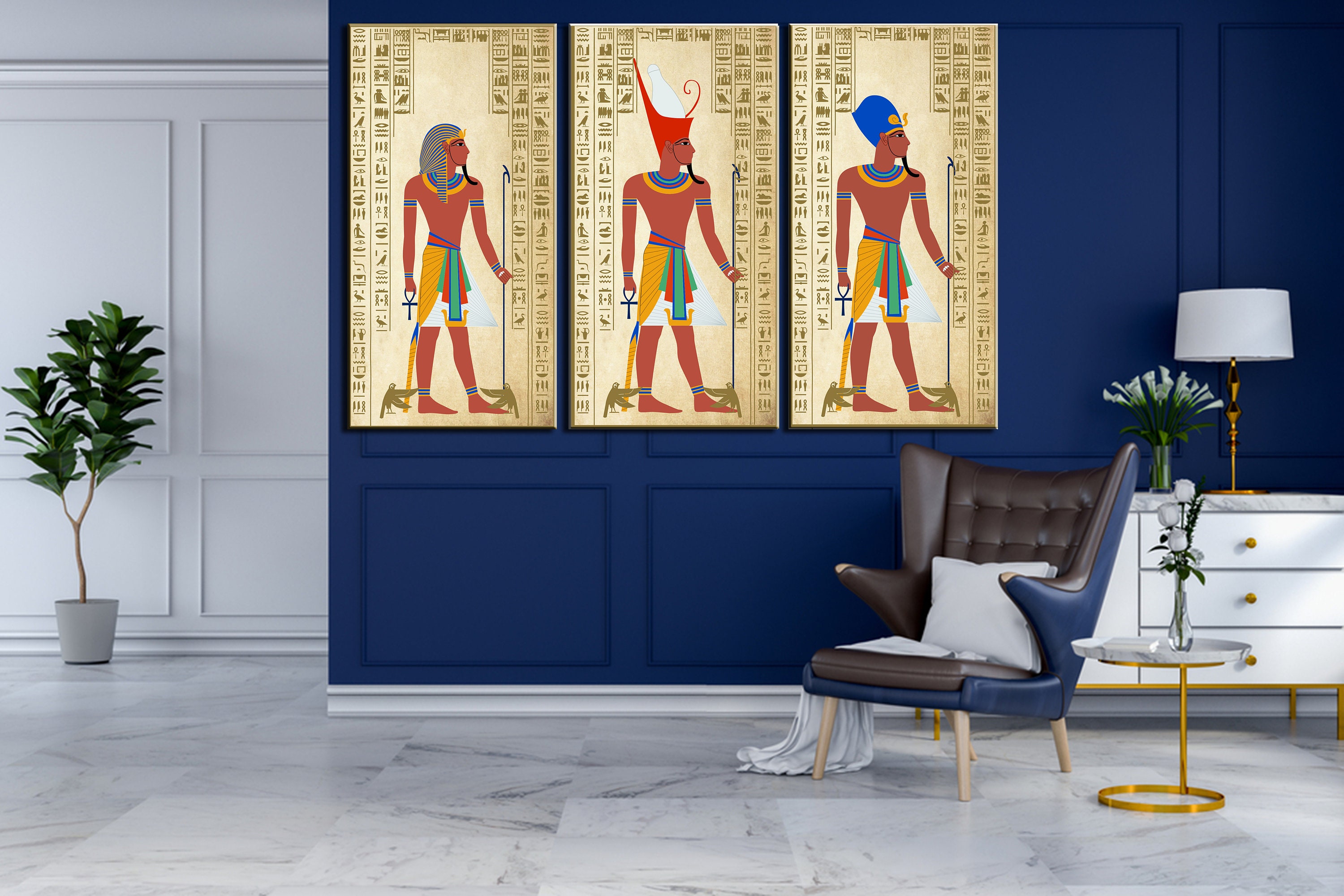 Ancient Egyptian Pharaoh Decor Canvas Egypt Religion Gods | Etsy