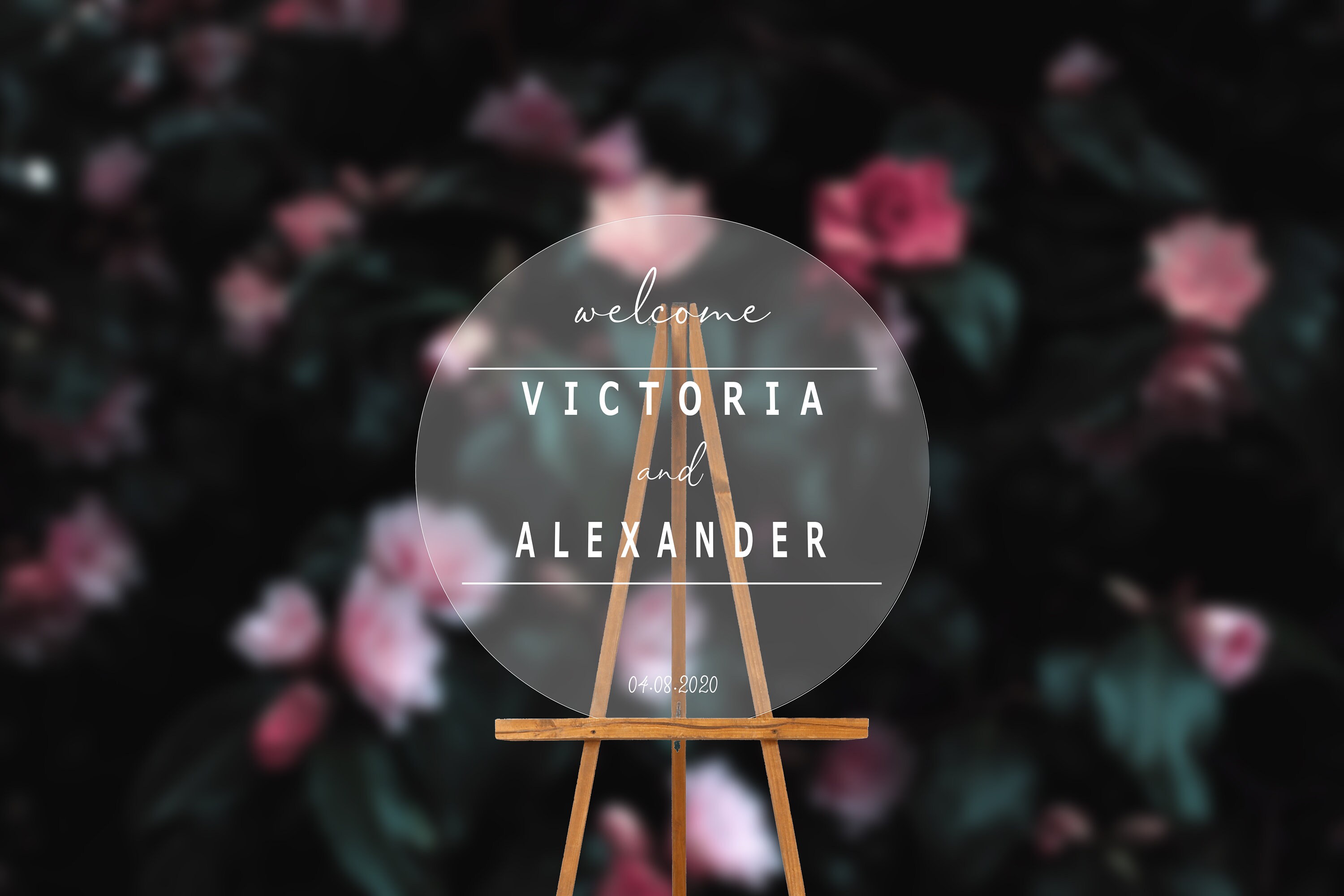 FREE PREVIEW Round Minimal Clear Acrylic Welcome Sign Floral - Etsy