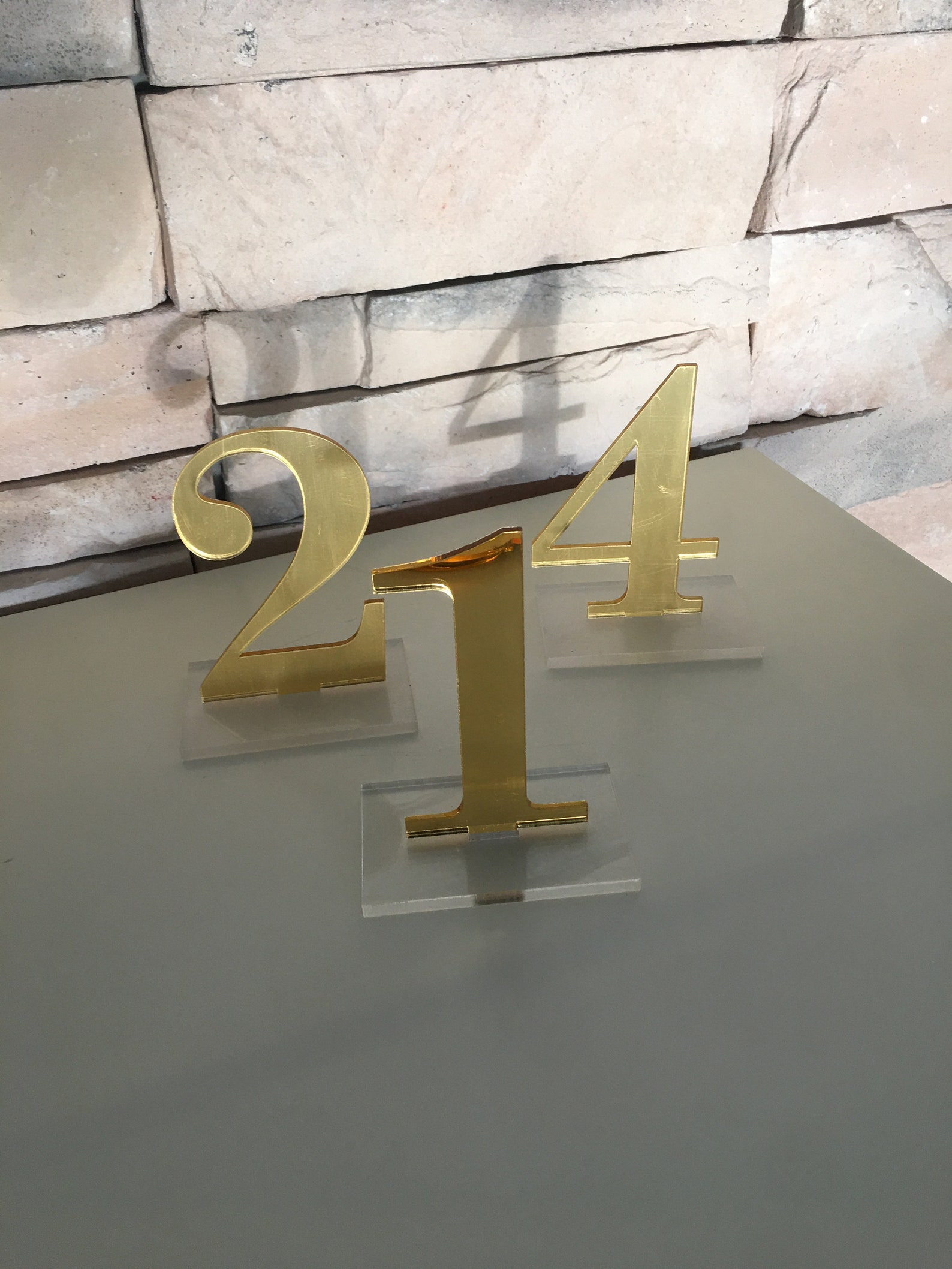 Gold Mirror Acrylic Wedding Table Numbers Sign Clear Acrylic | Etsy