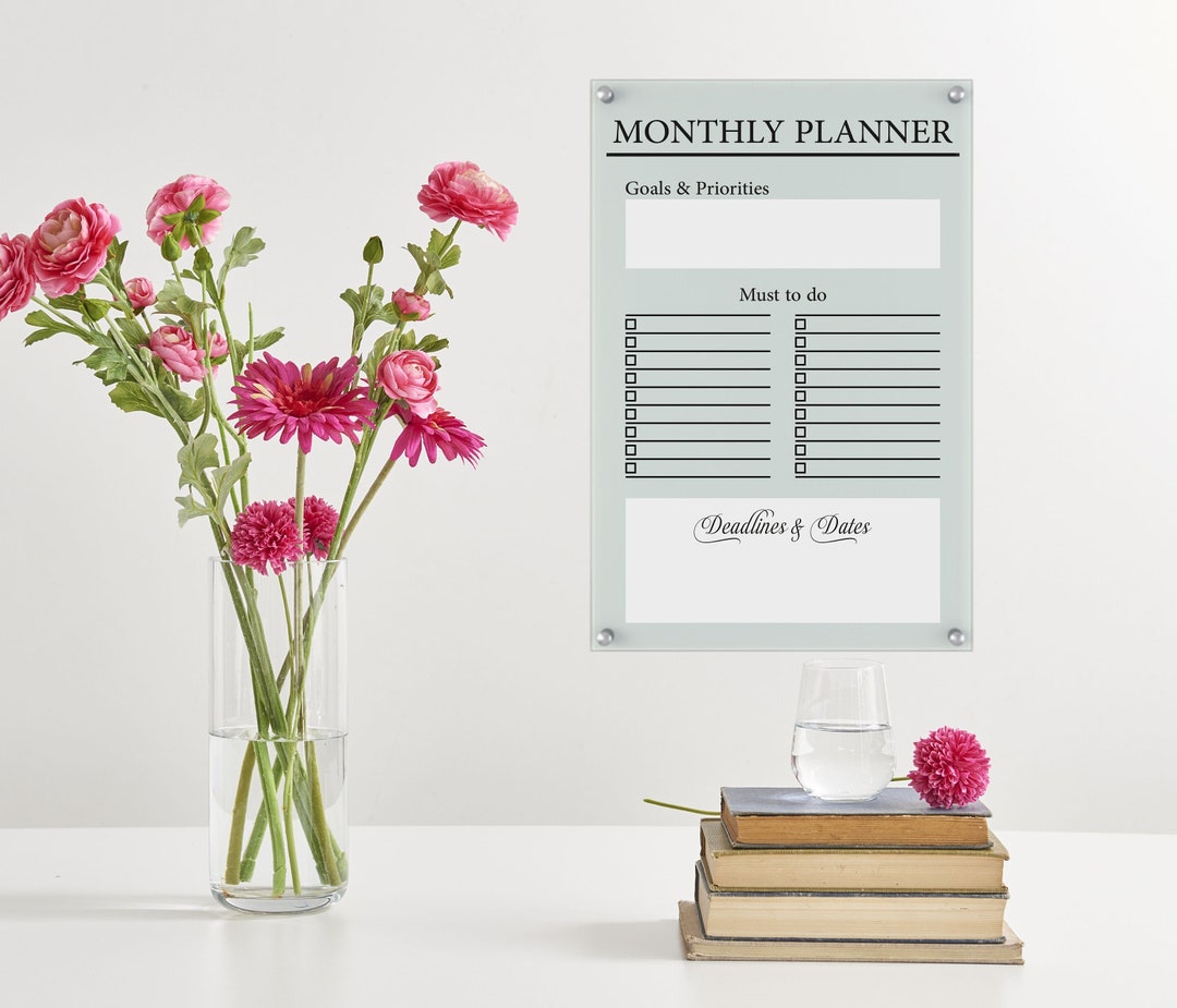 Planner Acrylic Sign , Monthly Planner Sign , Custom Planner , Clear ...