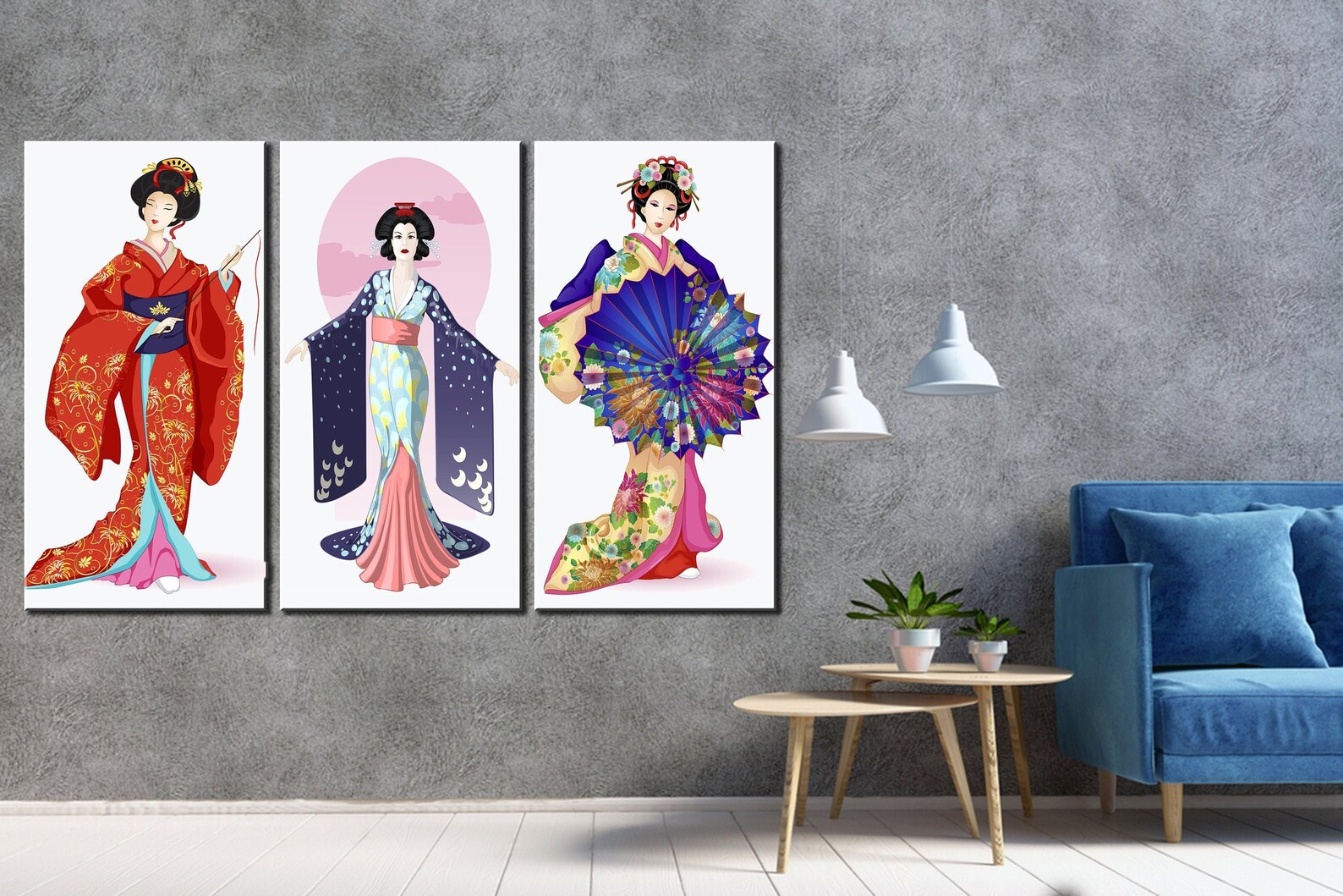 Japanese Geisha Canvas Art – Colorful Kimono Girls, Traditional Japan ...