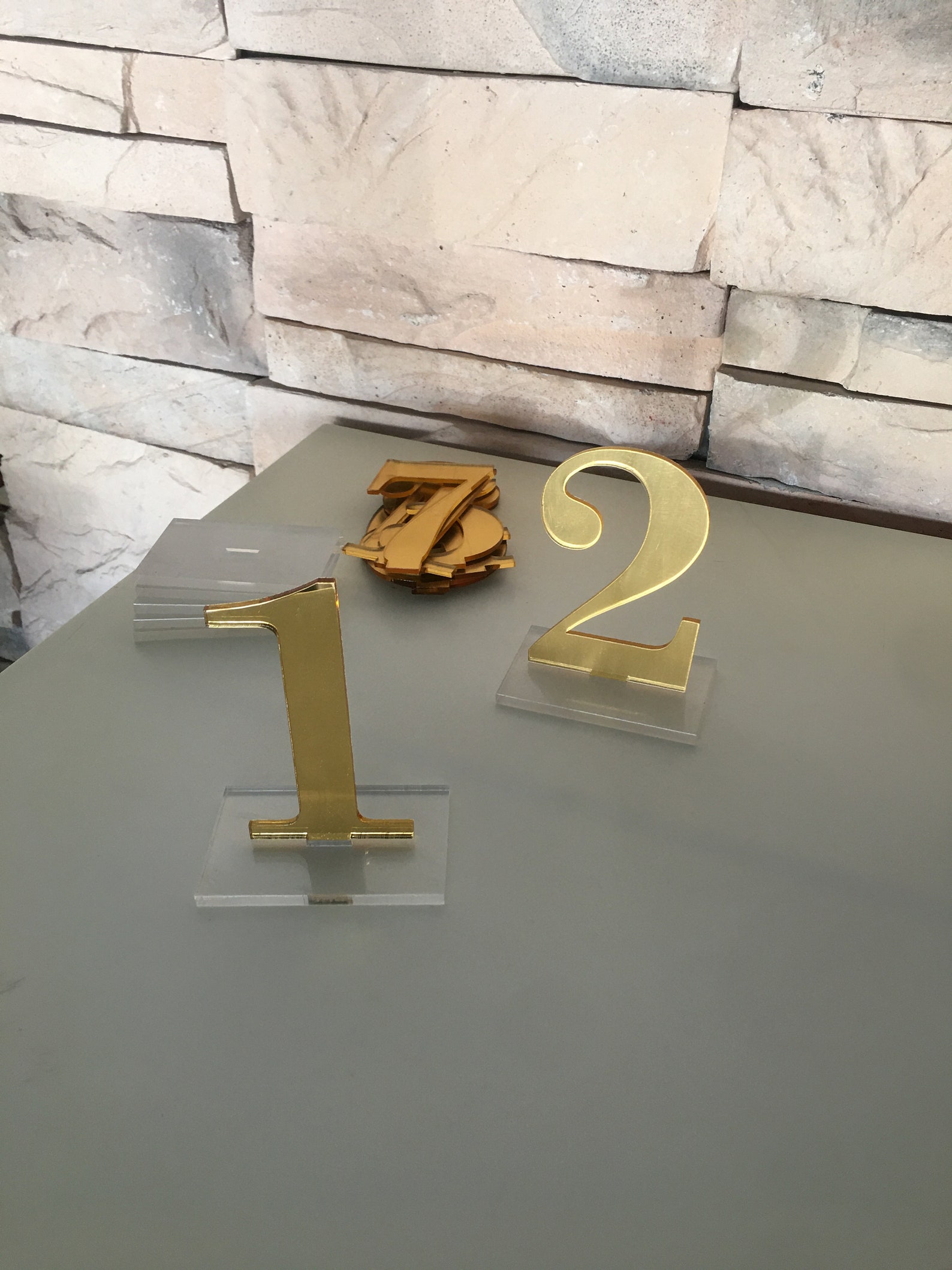 Gold Mirror Acrylic Wedding Table Numbers Sign Clear Acrylic | Etsy