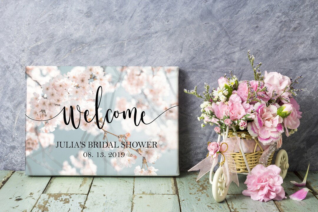 Wedding Welcome Sign on Canvas, Floral Wedding Sign, Spring Welcome ...