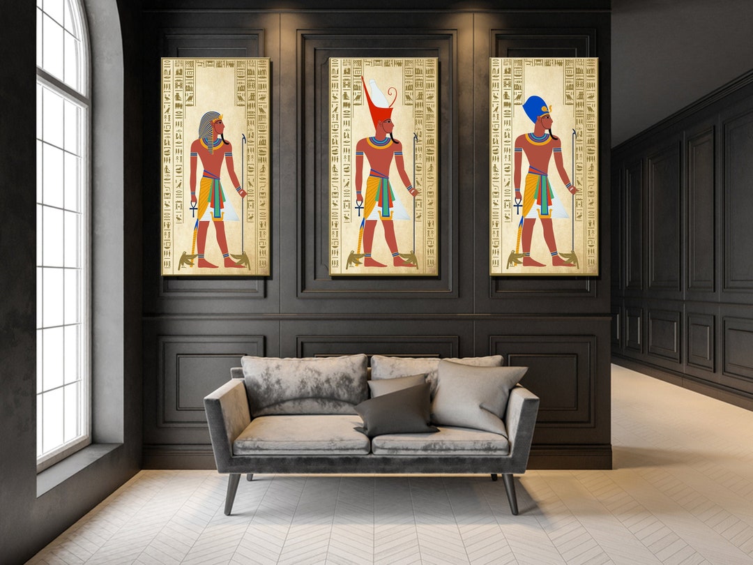 Ancient Egyptian Pharaoh Decor Canvas - Egypt Religion Gods Set Poster ...