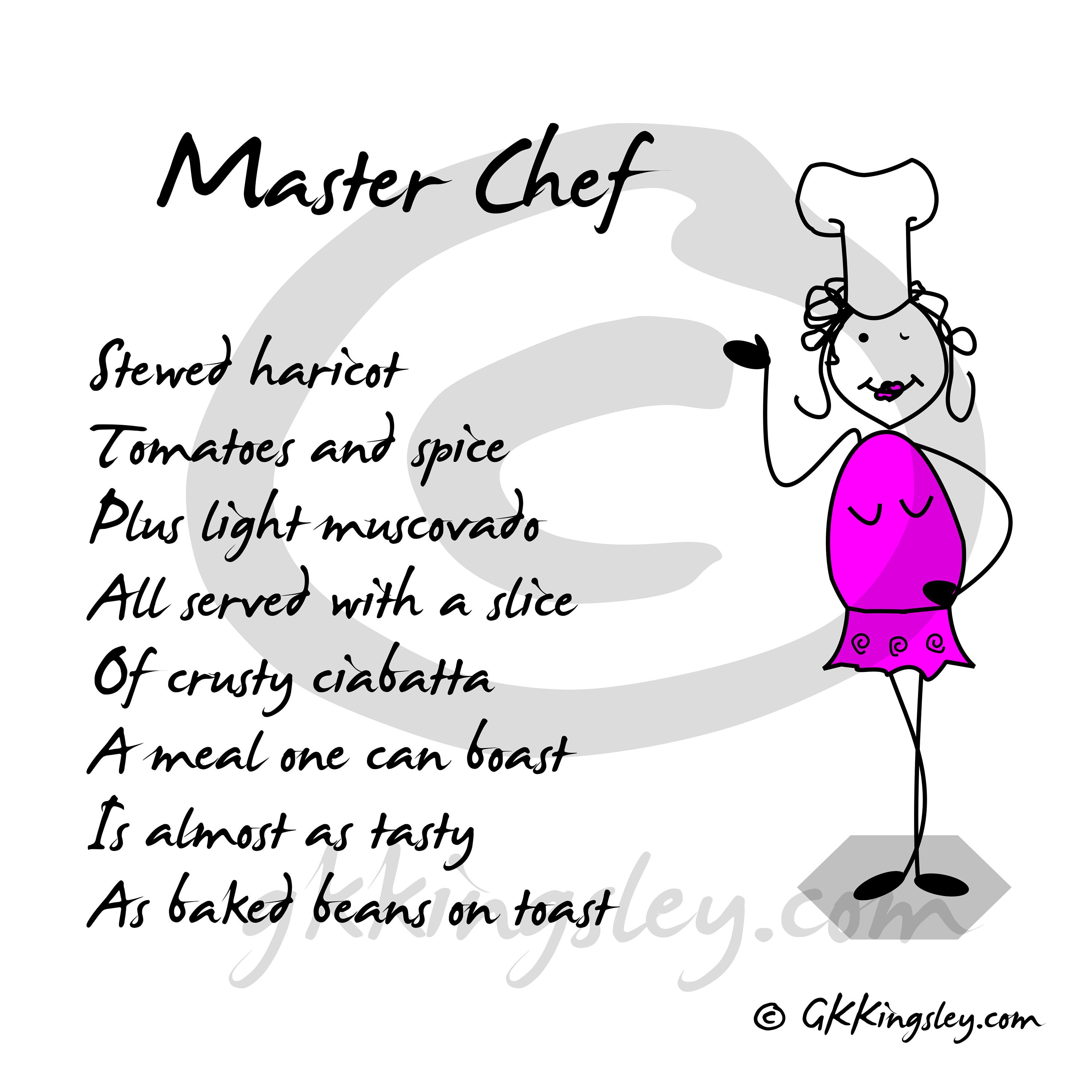 Poem Print Masterchef... Illustrated Poem unframed. - Etsy