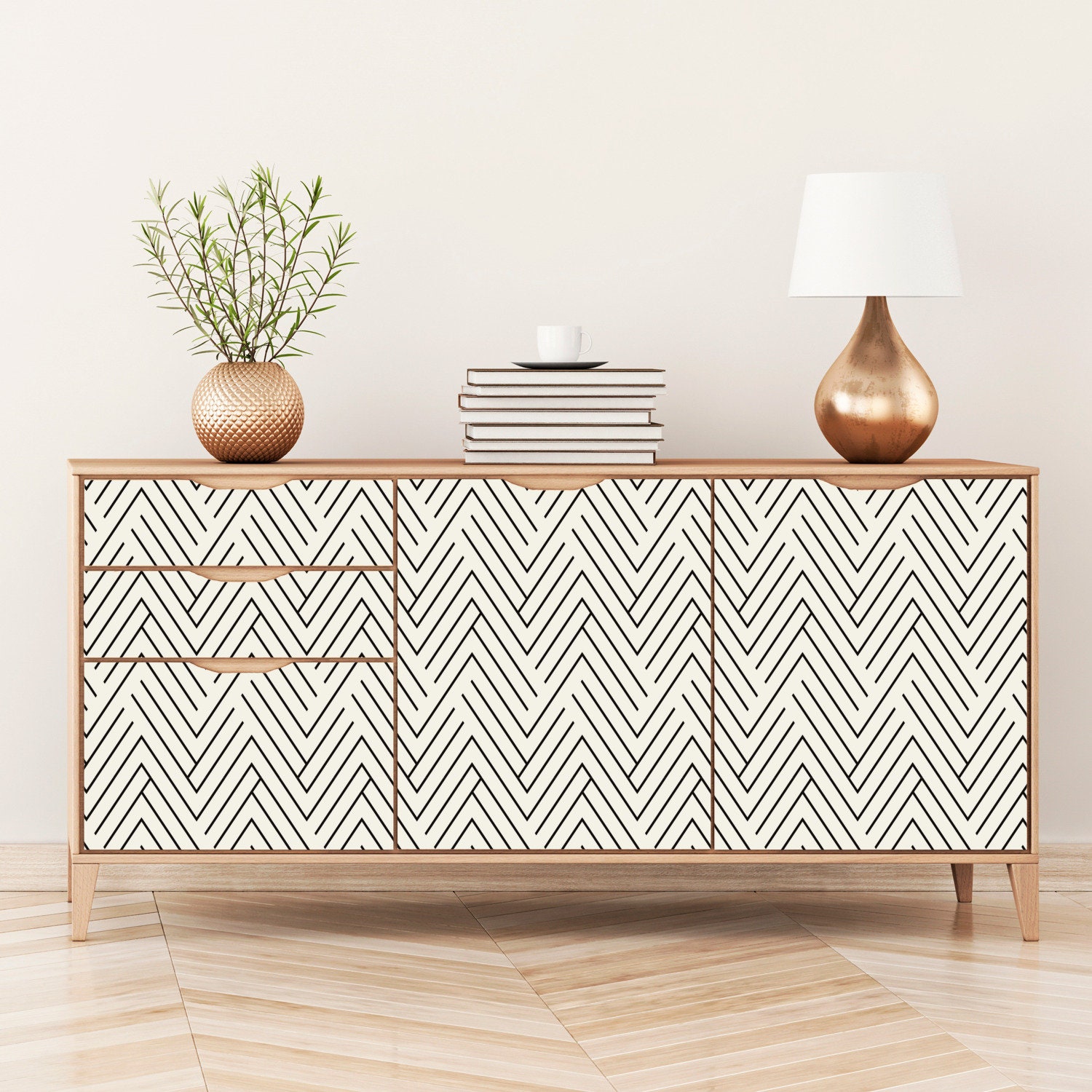 Geometric Wallpaper Chevron Wall Decor Herringbone - Etsy