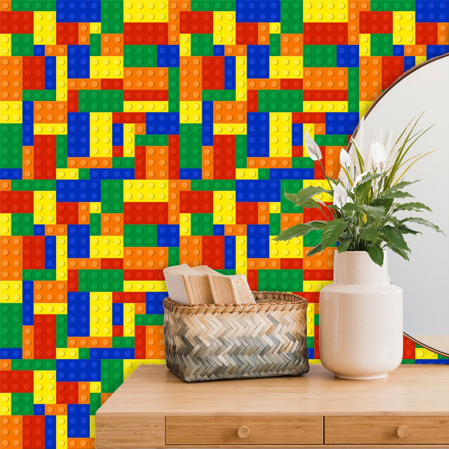 Colorful Blocks Wallpaper for Kids Boy Wallpaper Bright - Etsy