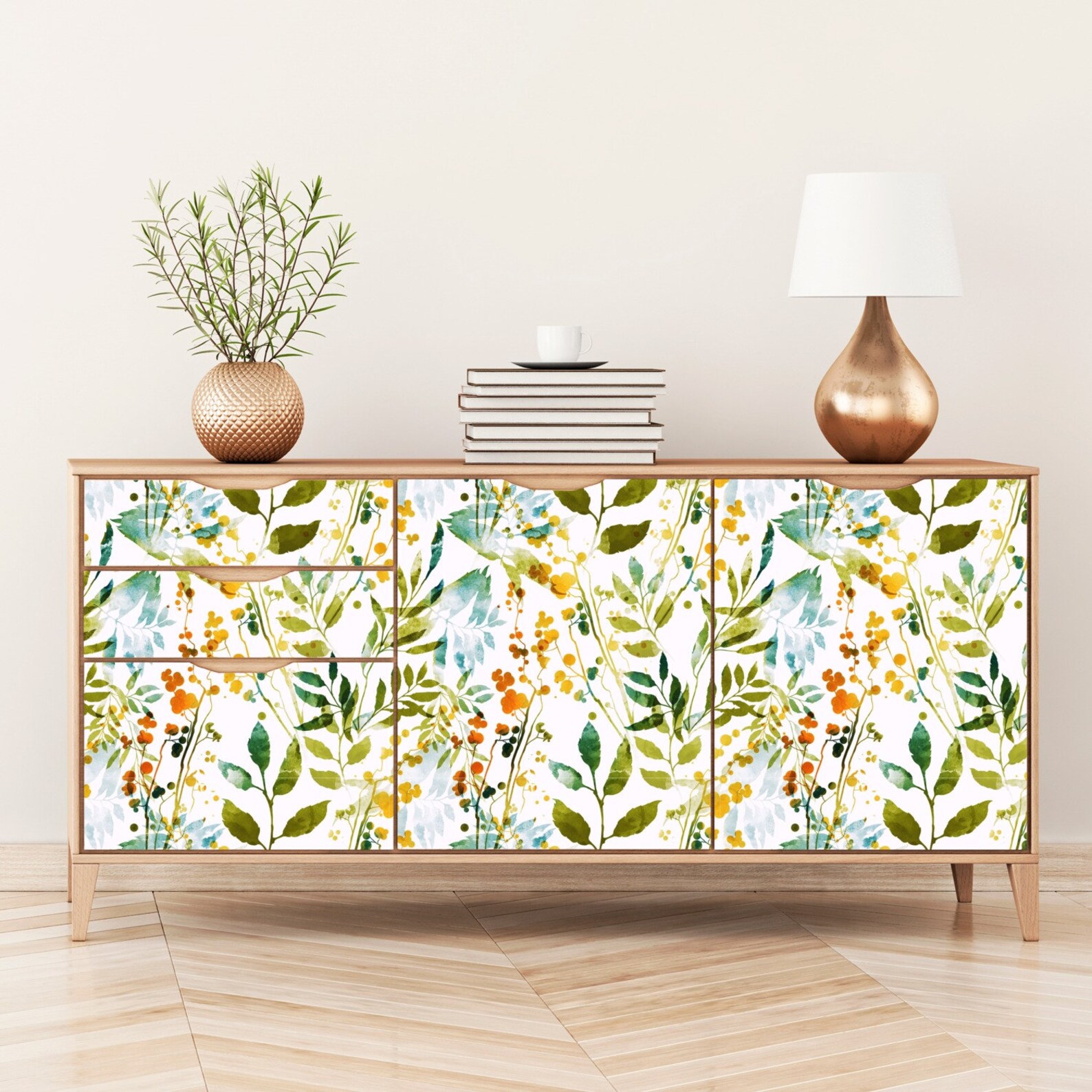 18-ft Wallpaper Roll Watercolor Leaves Wallpaper Spring | Etsy