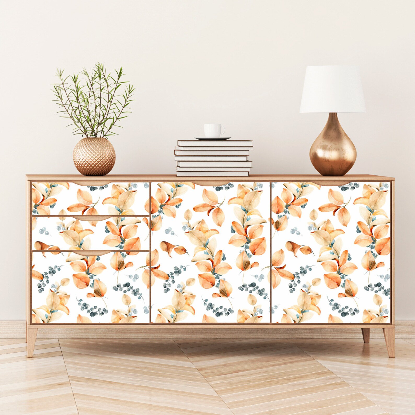 Leaf Wallpaper Roll Berry Fall Autumn Wallpaper Botanical - Etsy