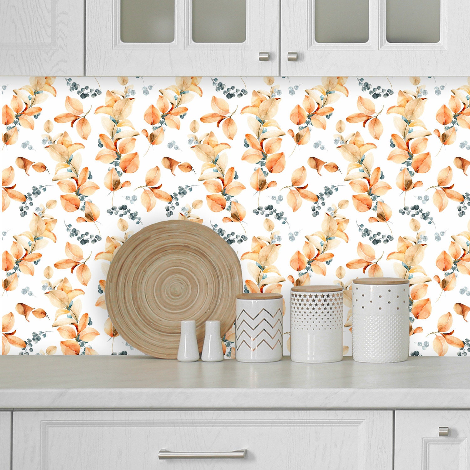 Leaf Wallpaper Roll Berry Fall Autumn Wallpaper Botanical - Etsy