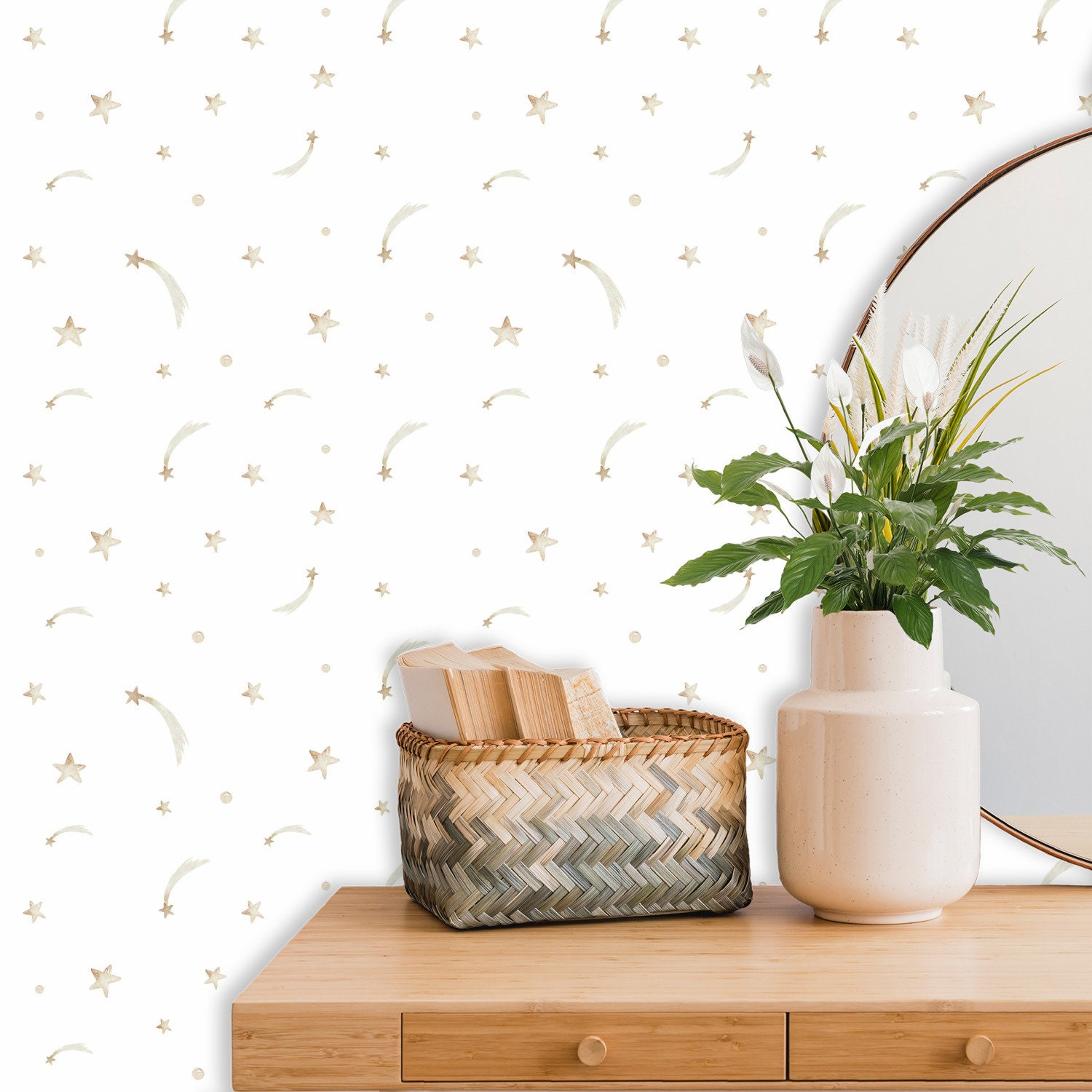 Star Wallpaper White Wallpaper Modern Wallpaper Peel and | Etsy
