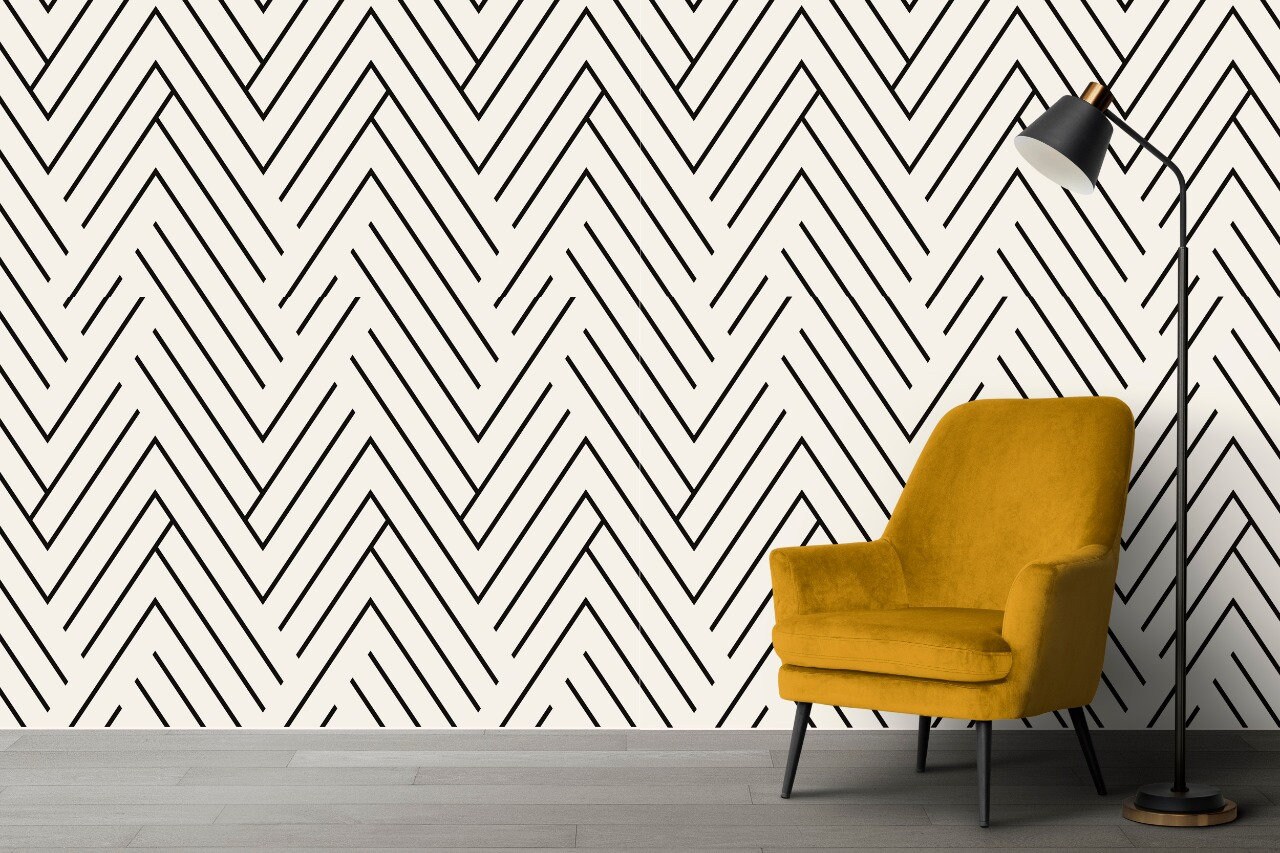 Geometric Wallpaper Chevron Wall Decor Herringbone - Etsy