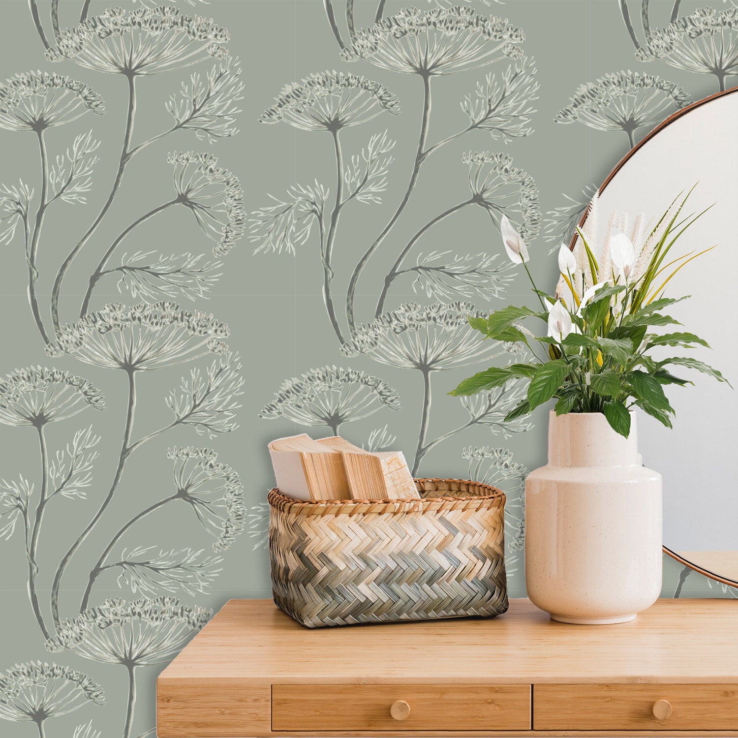 Floral Wallpaper Peel Stick Wallpaper Flower Wallpaper | Etsy