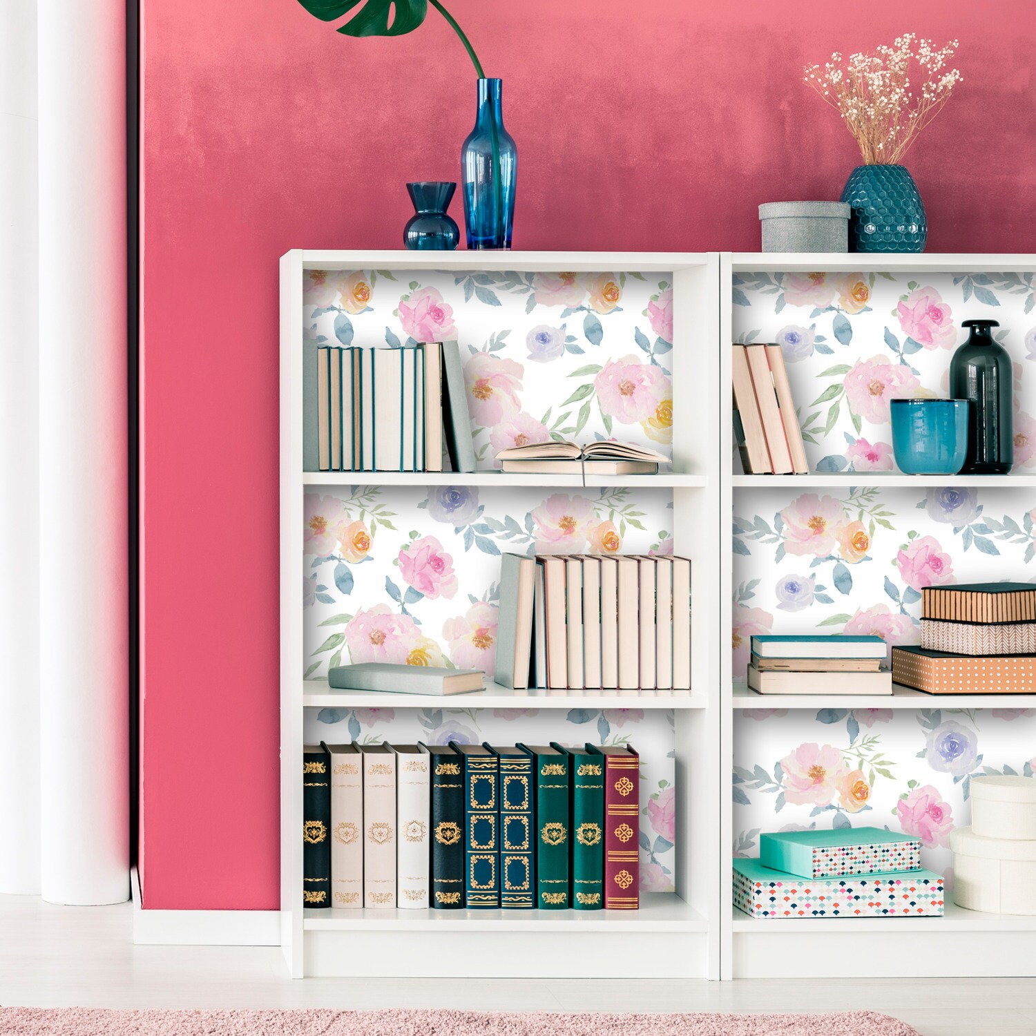 18-ft Wallpaper Roll Large Pink Flowers Wallpaper | Etsy