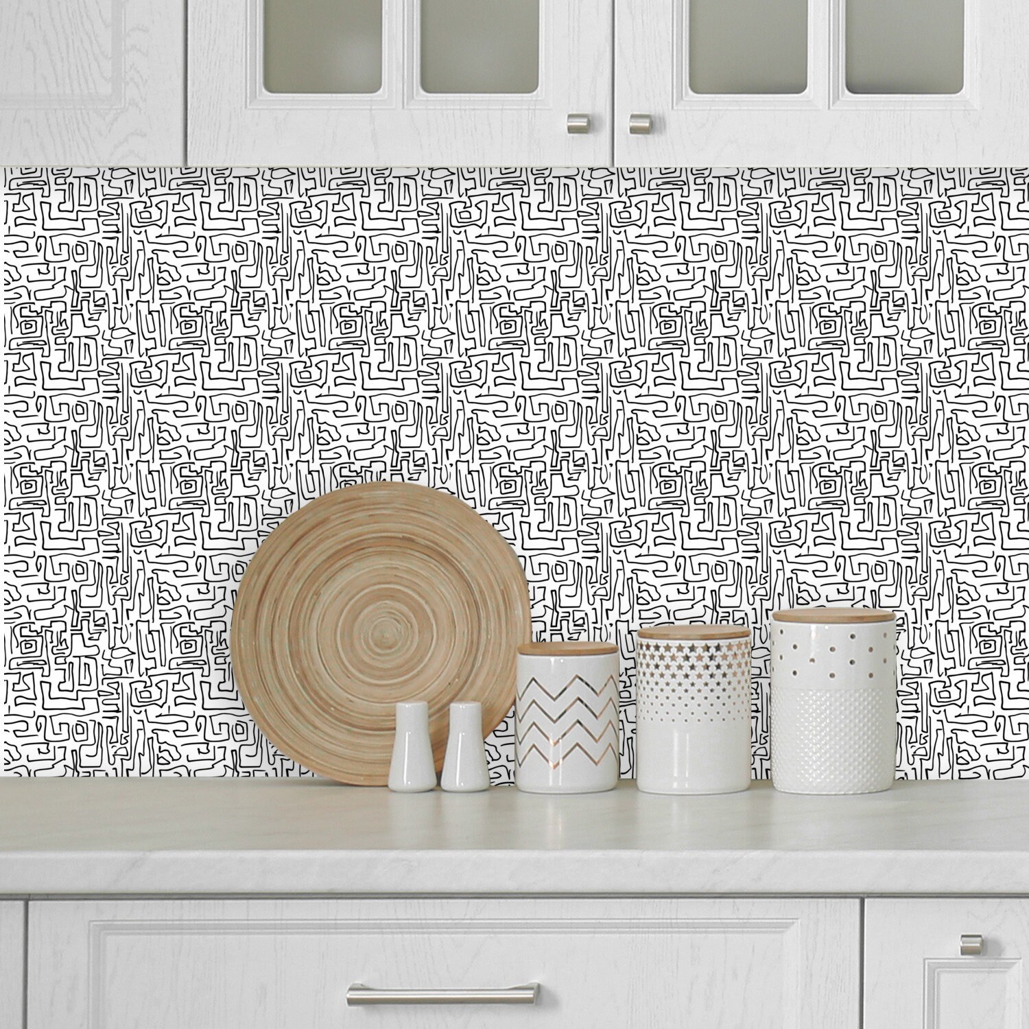 18-ft Wallpaper Roll Black and White Geometric Wallpaper - Etsy