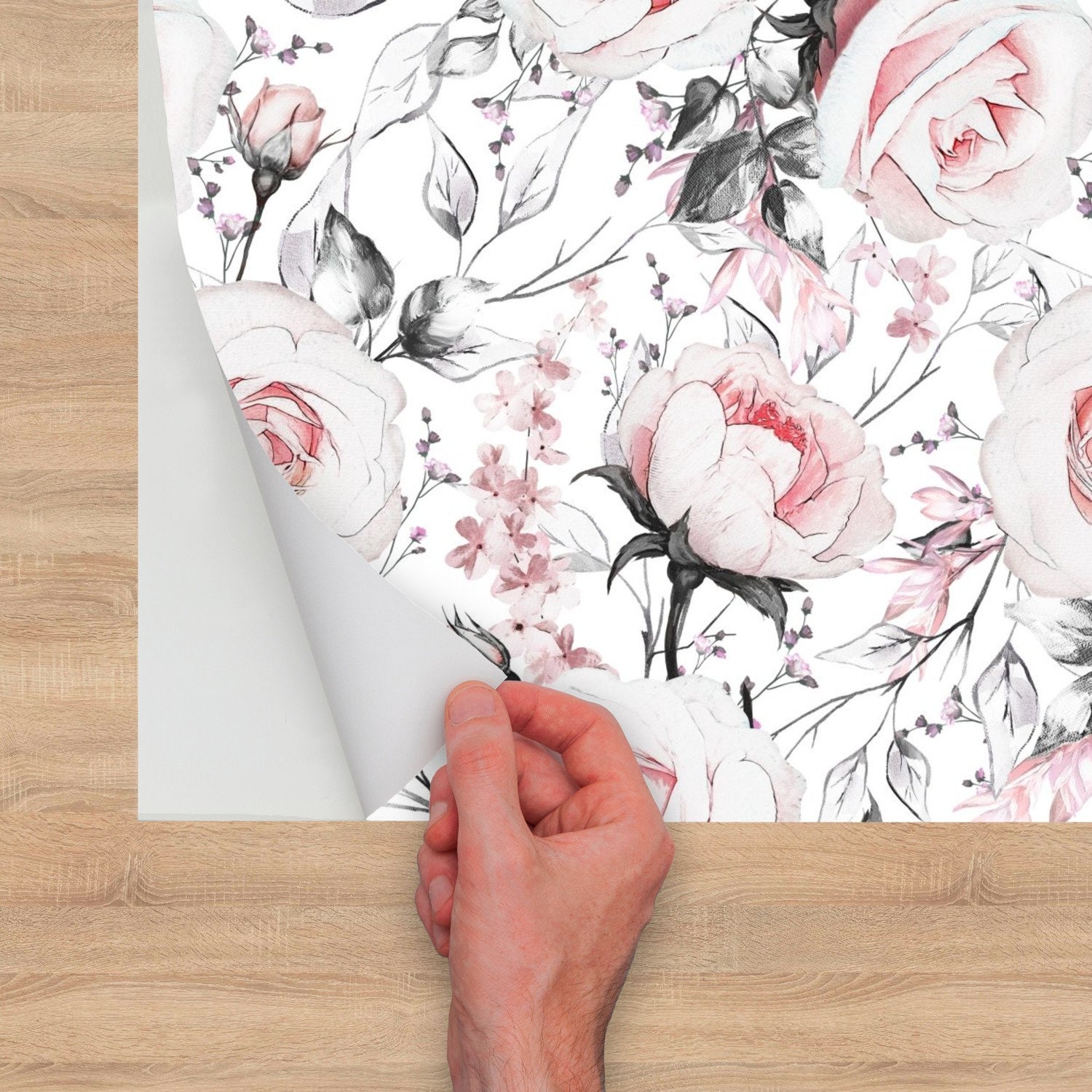 18-ft Wallpaper Roll Watercolor Floral Wallpaper Pink | Etsy