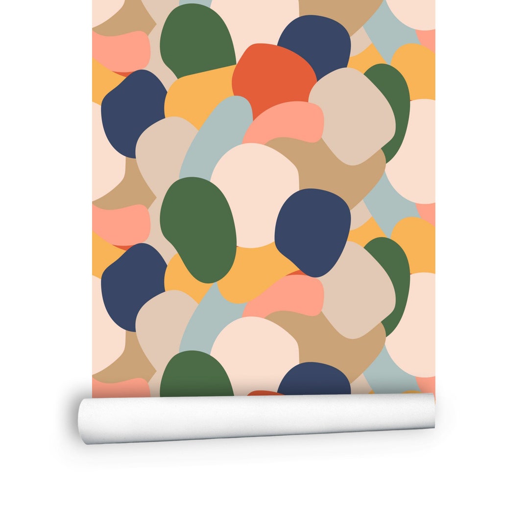 Abstract Wallpaper Roll, Polka Dot Modern Wallpaper Peel and Stick ...