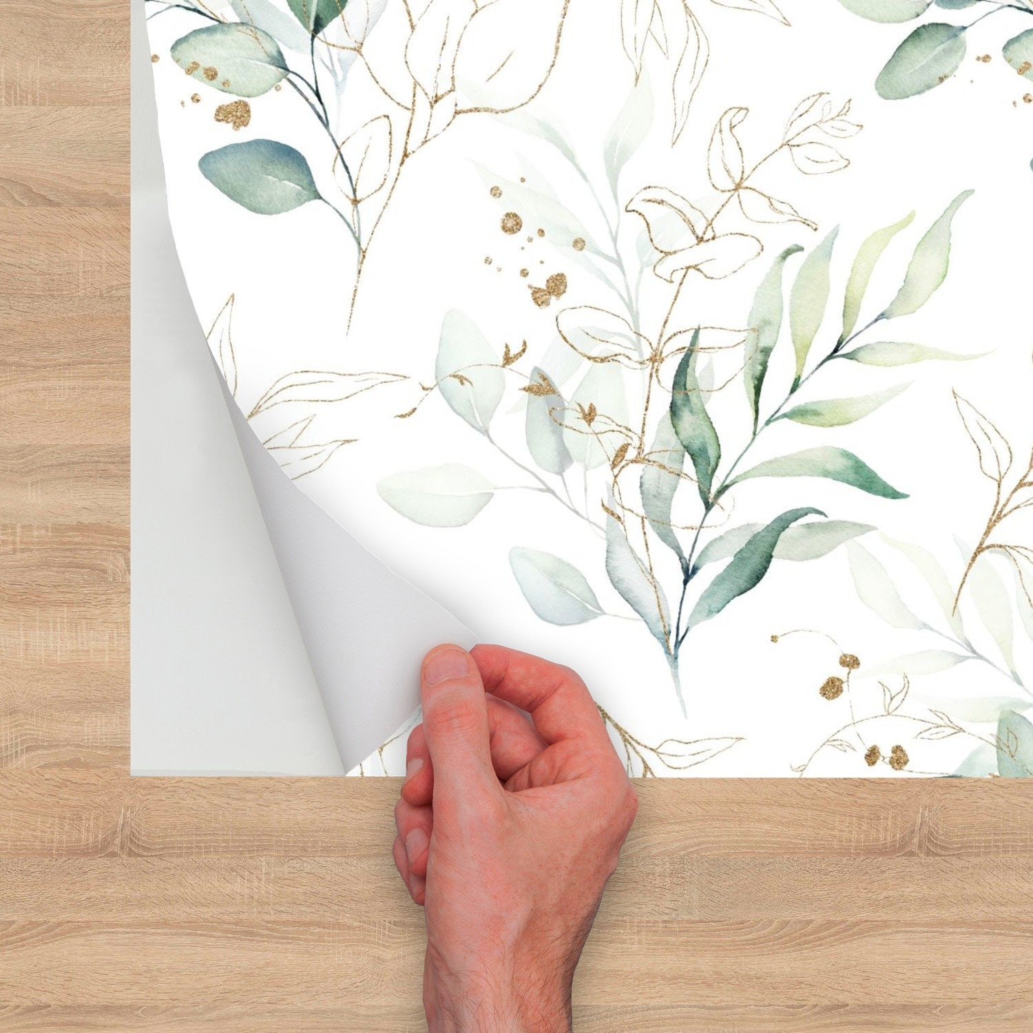 18-ft Wallpaper Roll Green Gold Leaves Wallpaper - Etsy