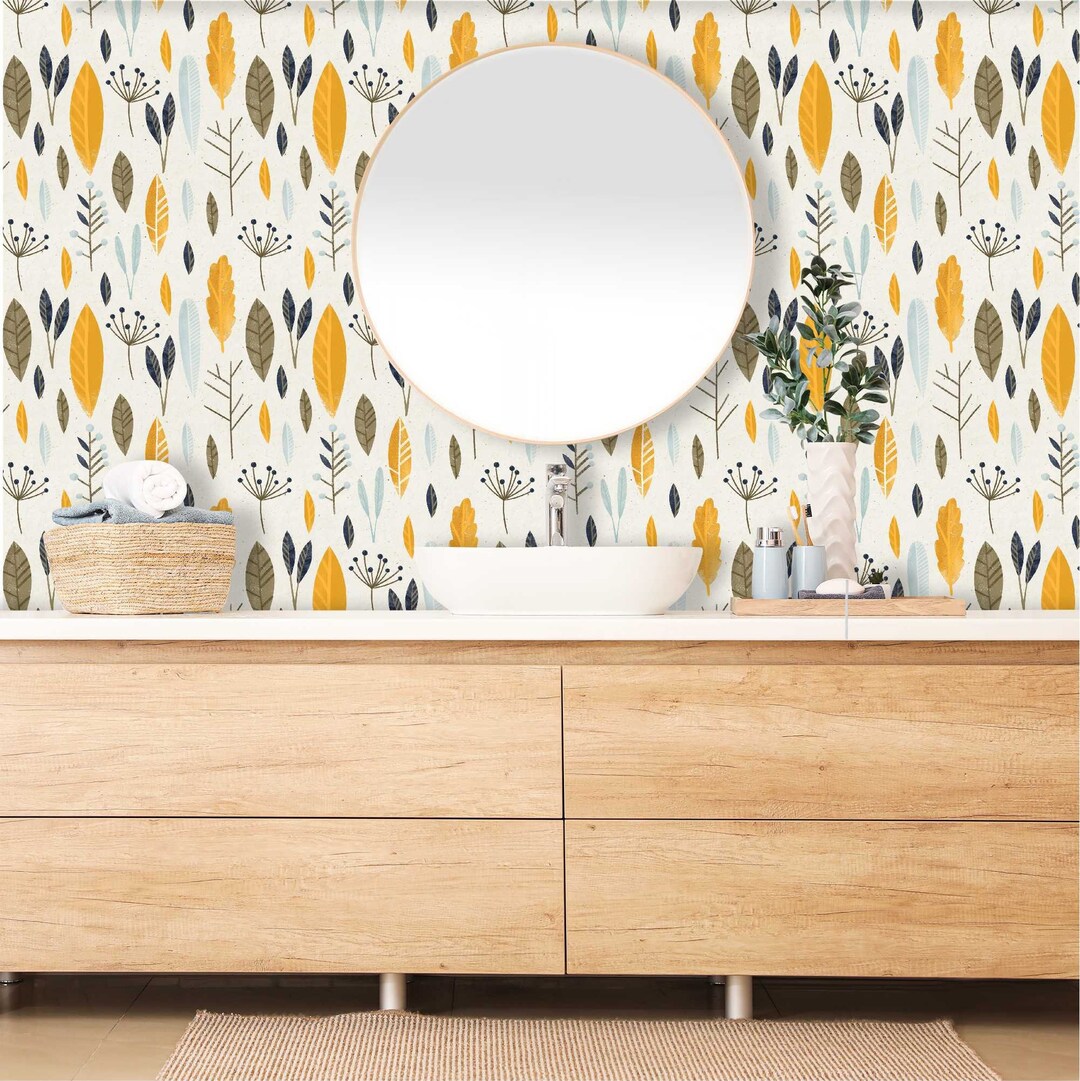 Leaves Autumn Fall Wallpaper, Nature Wall Decor | Botanical Wallpaper ...