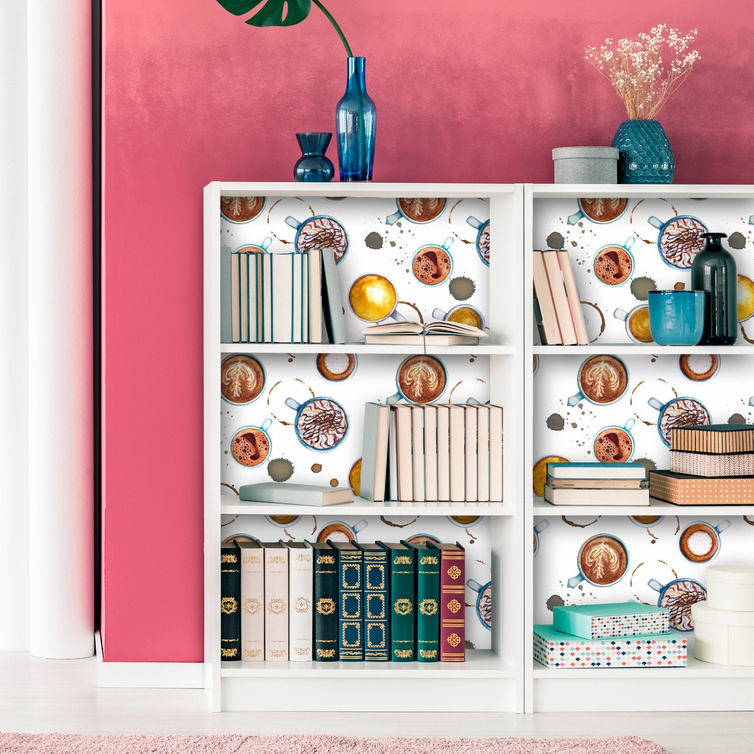 Coffee Art Print Wallpaper Watercolor Cup Wallpaper Coffee | Etsy