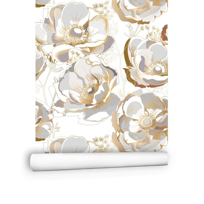 Gold Peony Wallpaper - Etsy