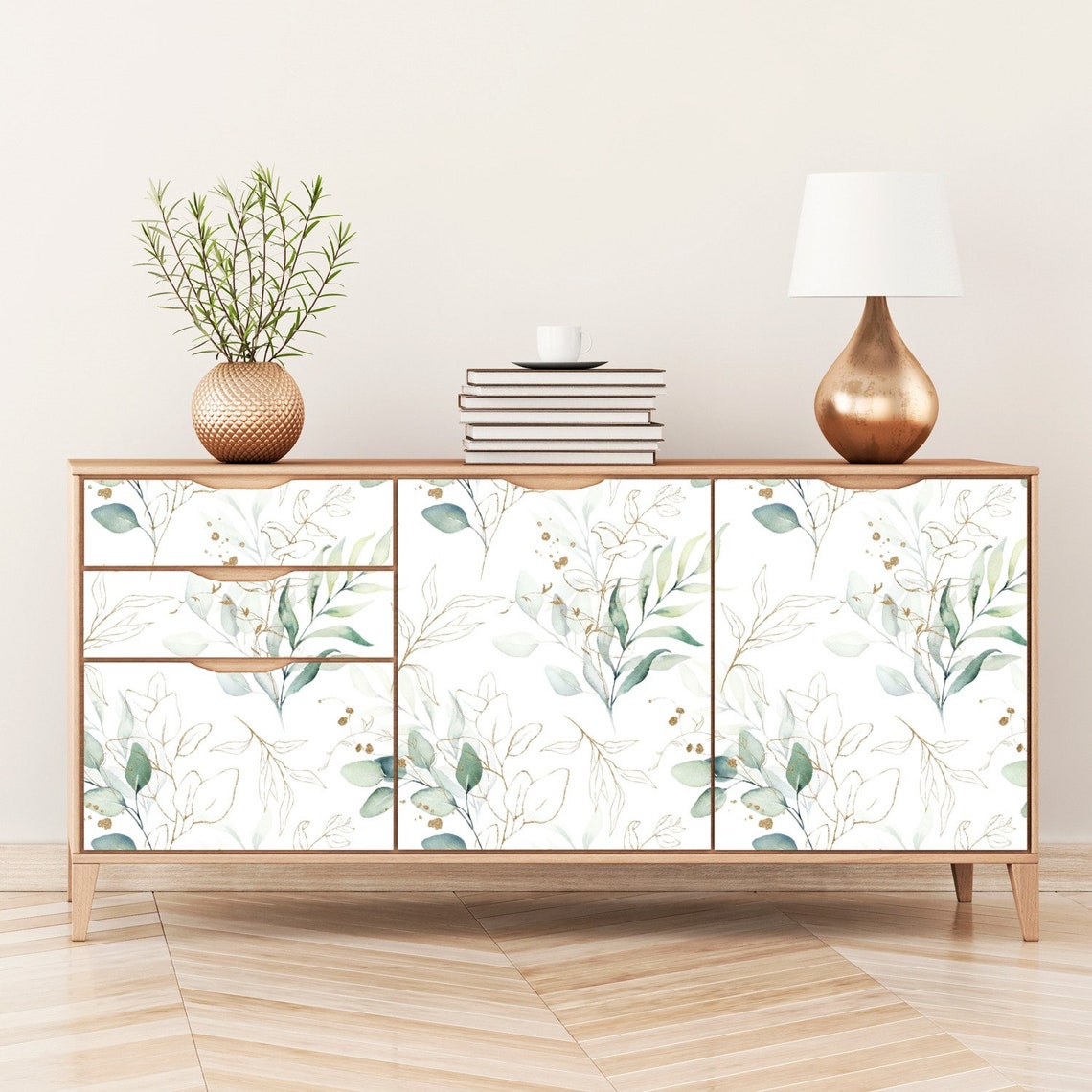 18-ft Wallpaper Roll Green Gold Leaves Wallpaper - Etsy