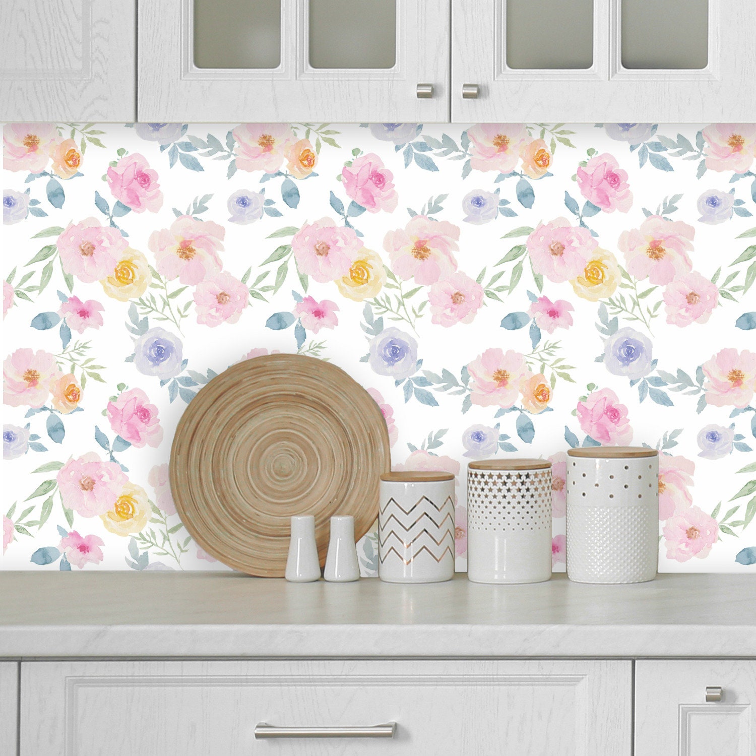 18-ft Wallpaper Roll Large Pink Flowers Wallpaper | Etsy