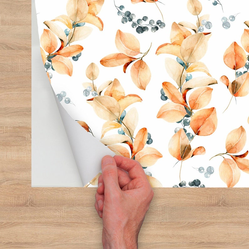 Leaf Wallpaper Roll Berry Fall Autumn Wallpaper Botanical - Etsy