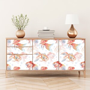 18-ft Wallpaper Roll | Gold Fish Wallpaper | Watercolor Peel and Stick ...