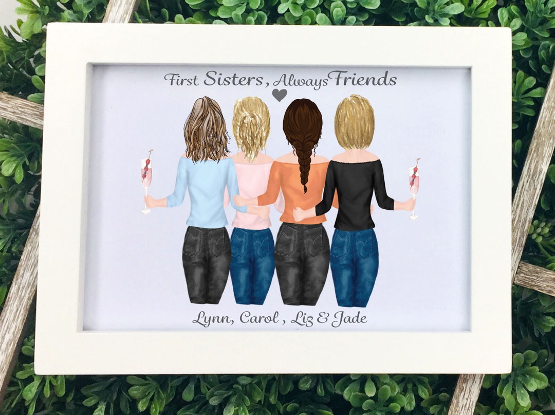 Personalised Sisters Print: Sister Friend Gift, Family Art - Etsy UK