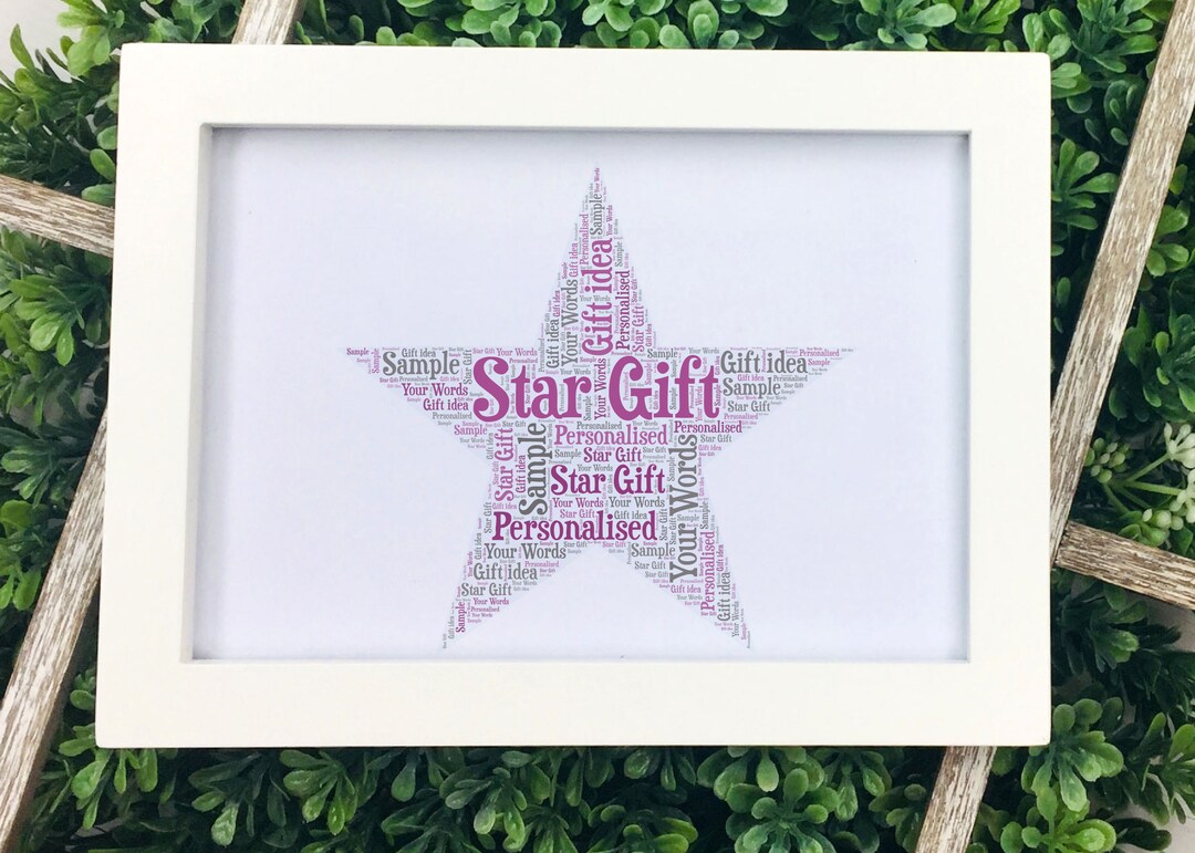 Personalised Word Art, Star Design, Star Image, Star Gift, Gift for ...