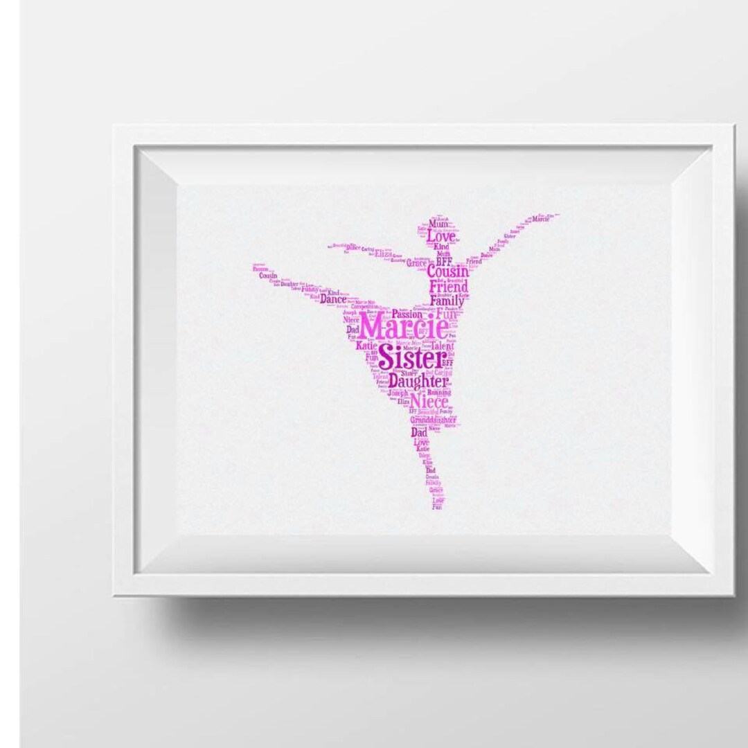 Personalized Ballerina Word Art Print, Custom Dance Gift, Ballet Dancer ...