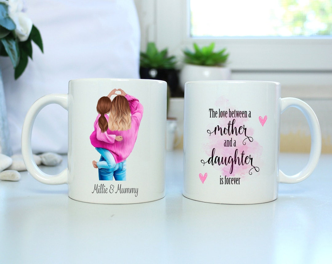 Personalized Mother Daughter Mug, Custom Mom and Me Portrait Coffee Cup ...