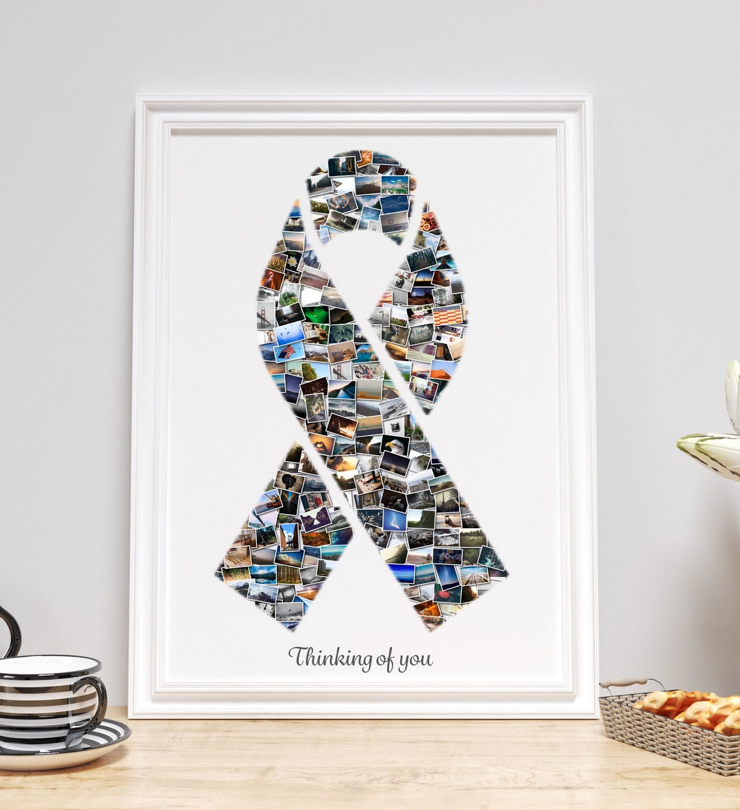 Digital Personalised Photo Collage, Ribbon Shape, Charity Ribbon Design ...