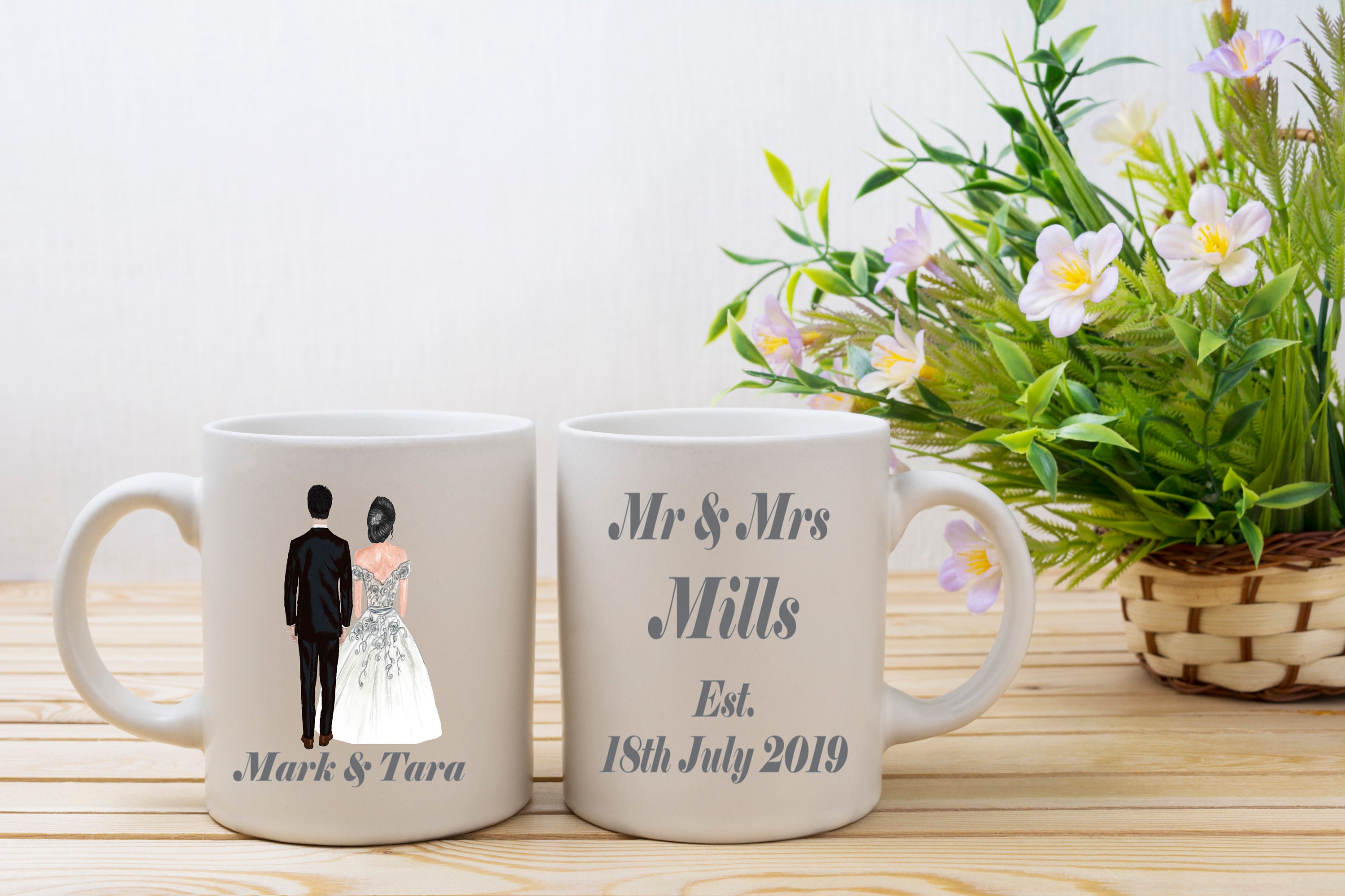 Personalised wedding mug. Bride and groom mug. Wedding gift. | Etsy