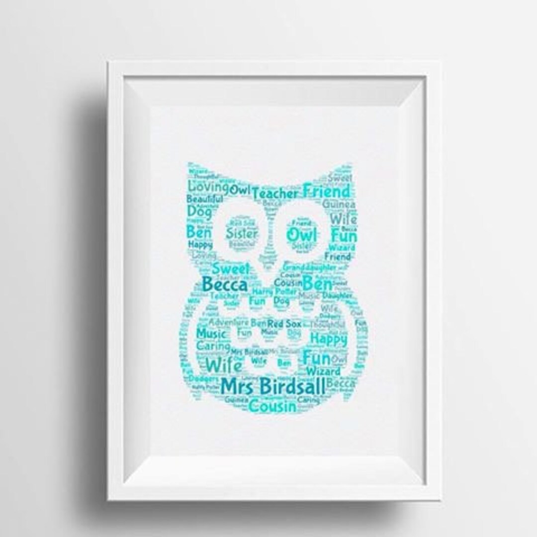 Personalised Word Art Design, Owl Design, Owl Image, Owl Gift, Print ...