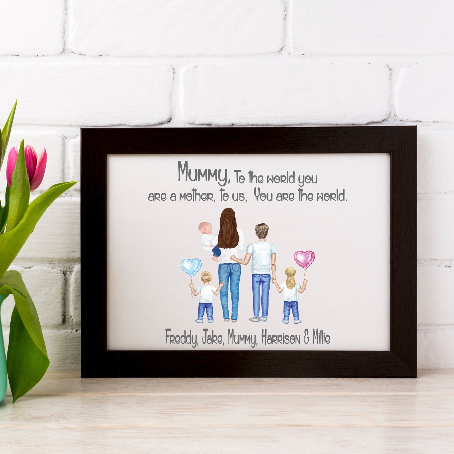 Personalised Mother and Children Print. Beautiful Mother's | Etsy UK