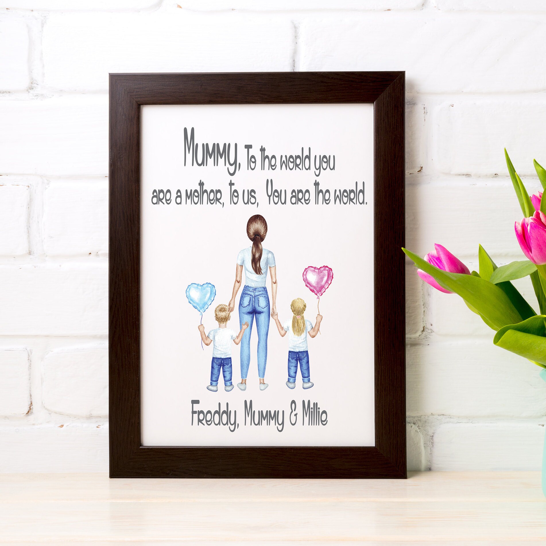 Personalised Mother and Children Print. Beautiful Mother's | Etsy UK