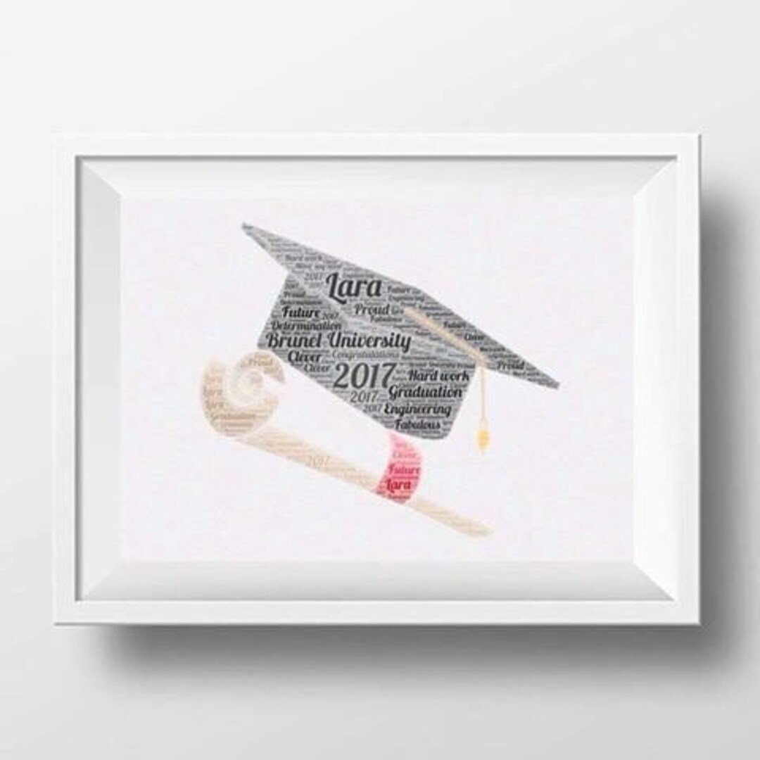 Personalised Word Art, Graduation Hat Design. Your Words. Unique ...