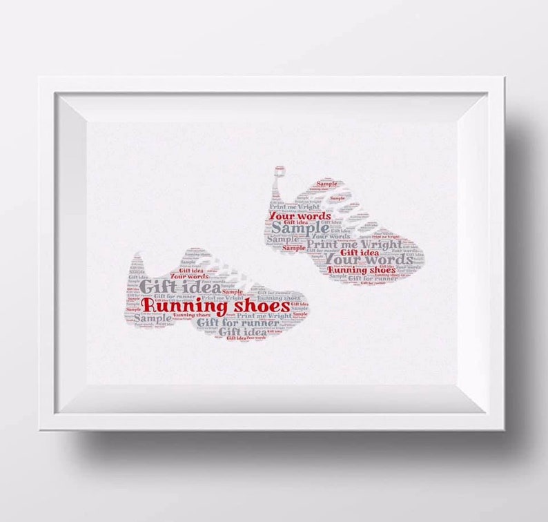 Personalised Word Art, Running Shoes Your Words. Unique Gift. Marathon ...