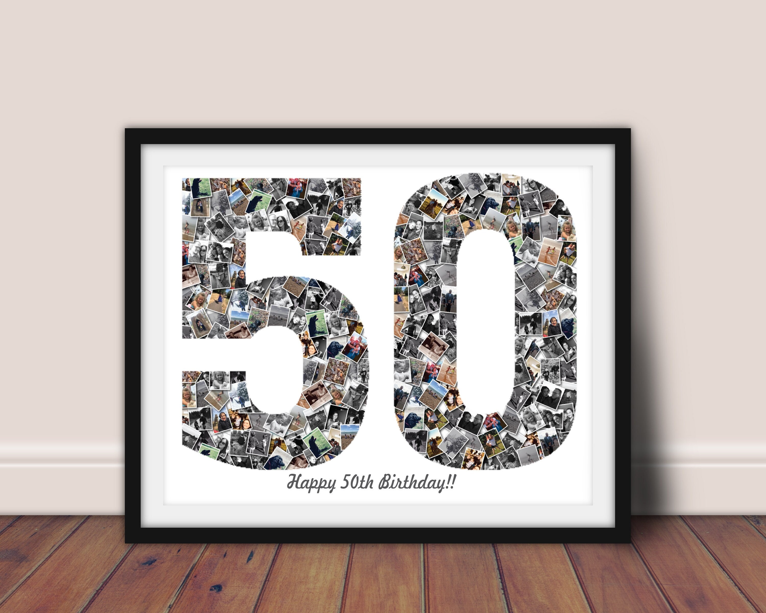 Number Photo Collage. 50th Birthday, Collage of Photos. Photo Gift ...