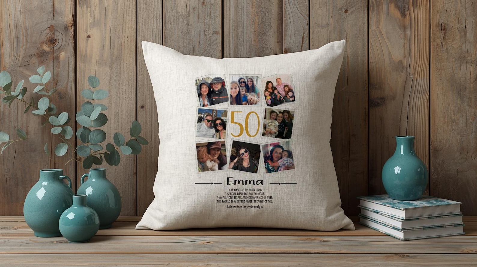 Personalised Photo Collage Cushion | Custom Birthday Cushion | 8 Photo ...